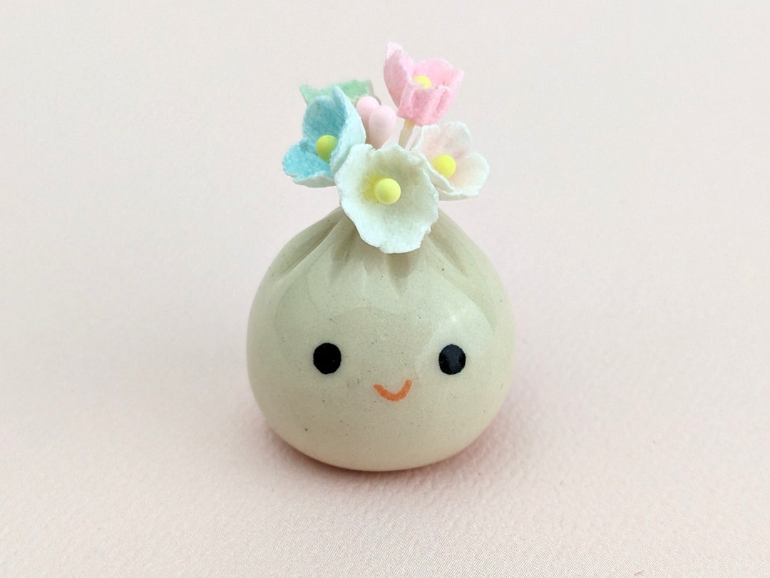 Cute Handmade Ceramic Dumpling Vase. Happy Soup Dumpling Vase. Adorable ...