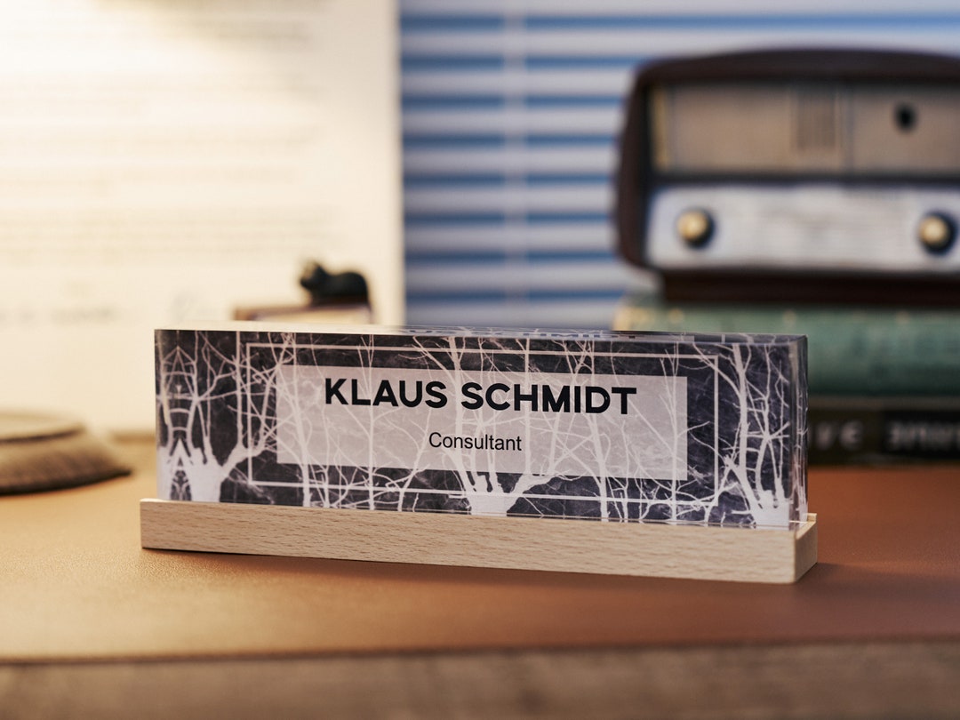 Personalized Desk Acrylic Plaque With Wooden Base Custom - Etsy