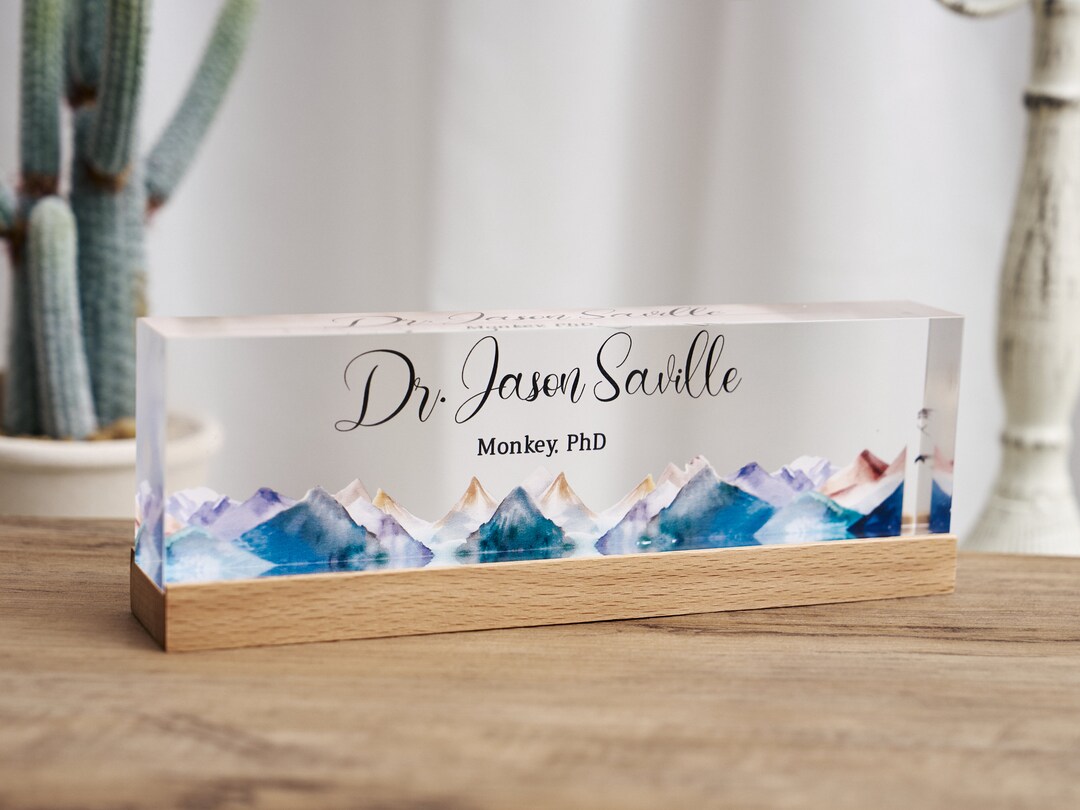 Custom Office Acrylic Name Sign With Base, Personalized Office Decor ...