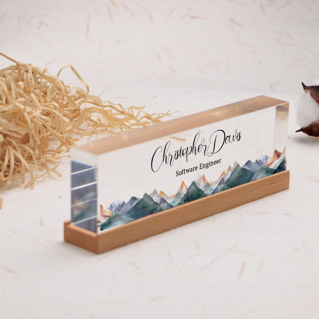 Personalized Acrylic Nameplate With Base, Gift for Coworker, Office ...