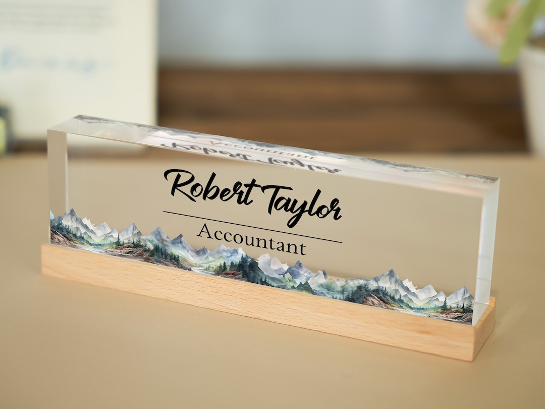 Personalized Name Plate With Wooden Base for Desk | Custom Office Decor ...