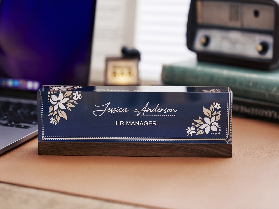 Personalized Name Plate With Wooden Base for Desk | Custom Office Decor ...