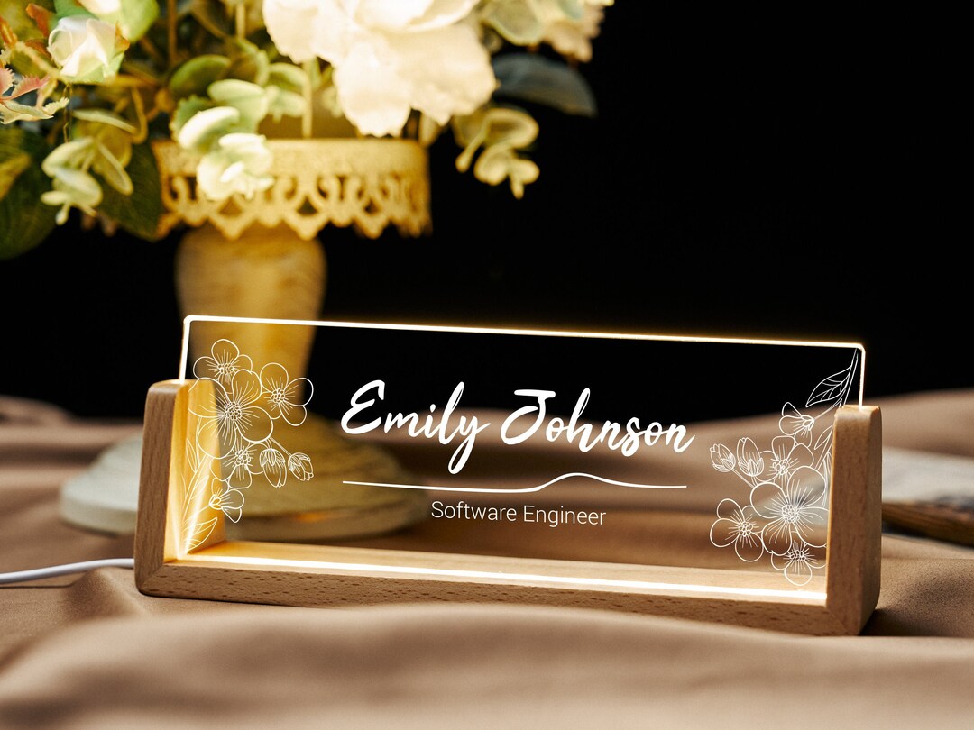 Custom Name Sign Night Light With Base, Personalized Acrylic Gift, Phd ...