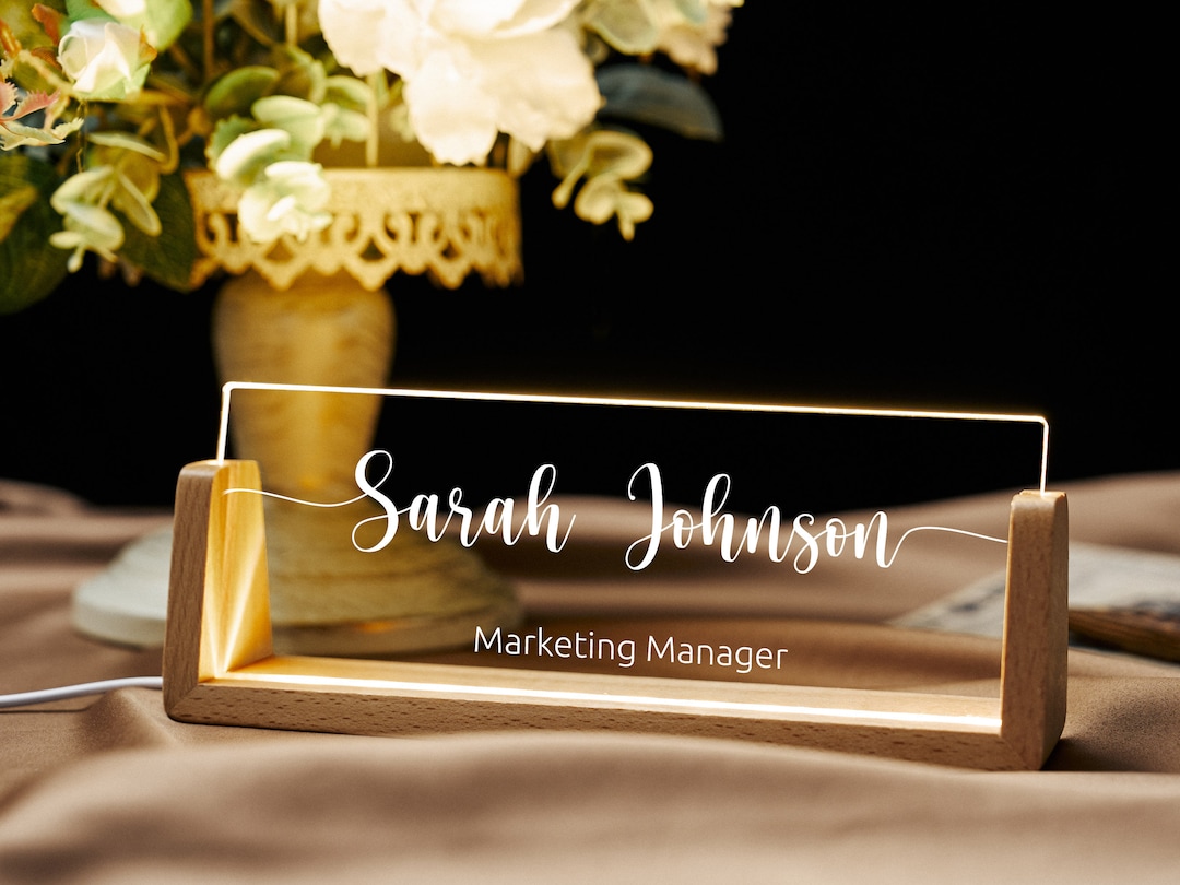 Customized Acrylic Light Sign With Wooden Base - Personalized Gift for ...