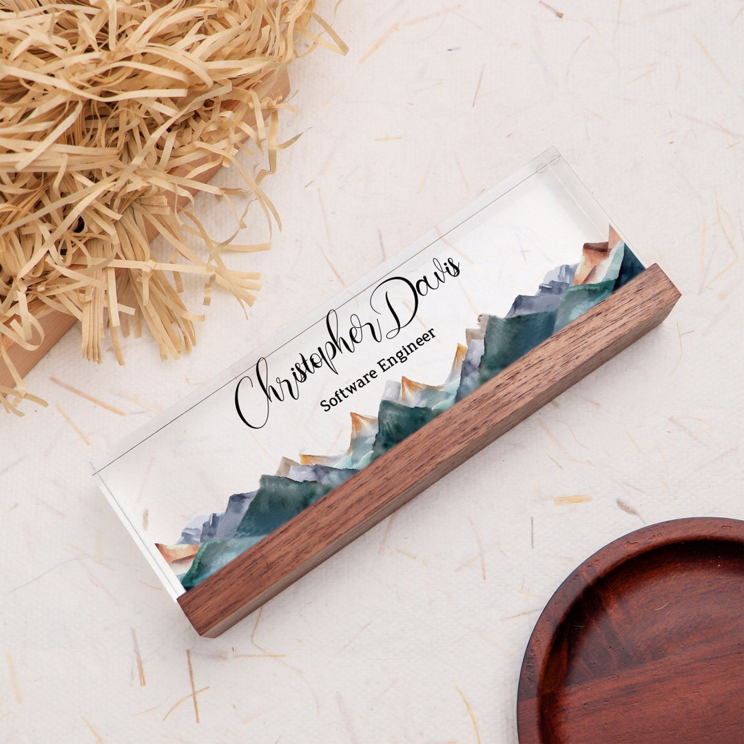 Personalized Acrylic Nameplate With Base, Custom Office Decor, Work ...
