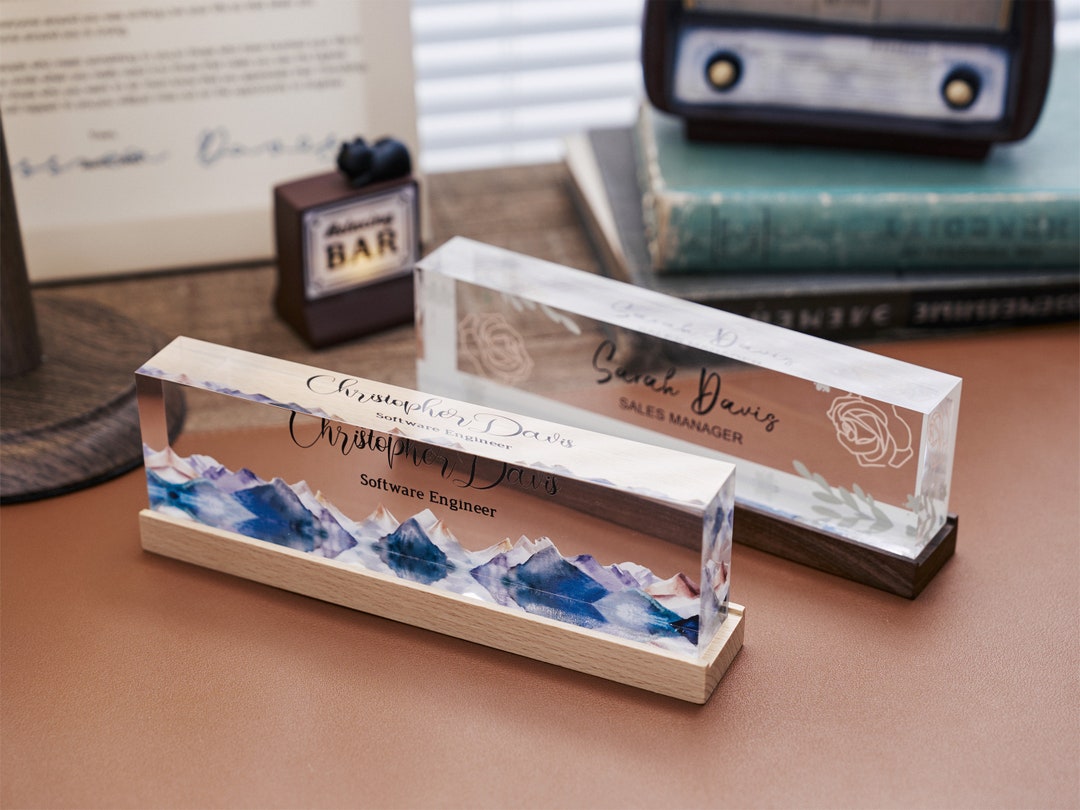 Personalized Acrylic Name Plate for Desk, Custom Office Plaque With ...