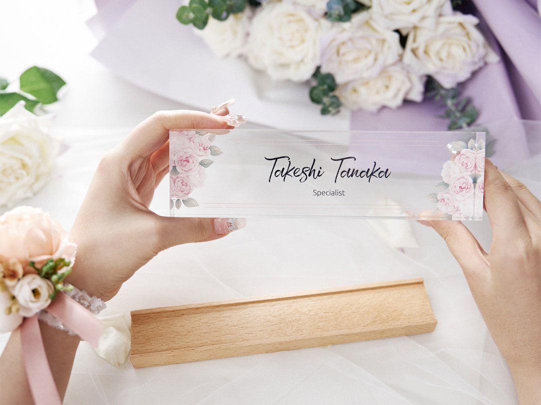 Personalized Acrylic Desk Name Plate With Wooden Base, New Job Gifts ...