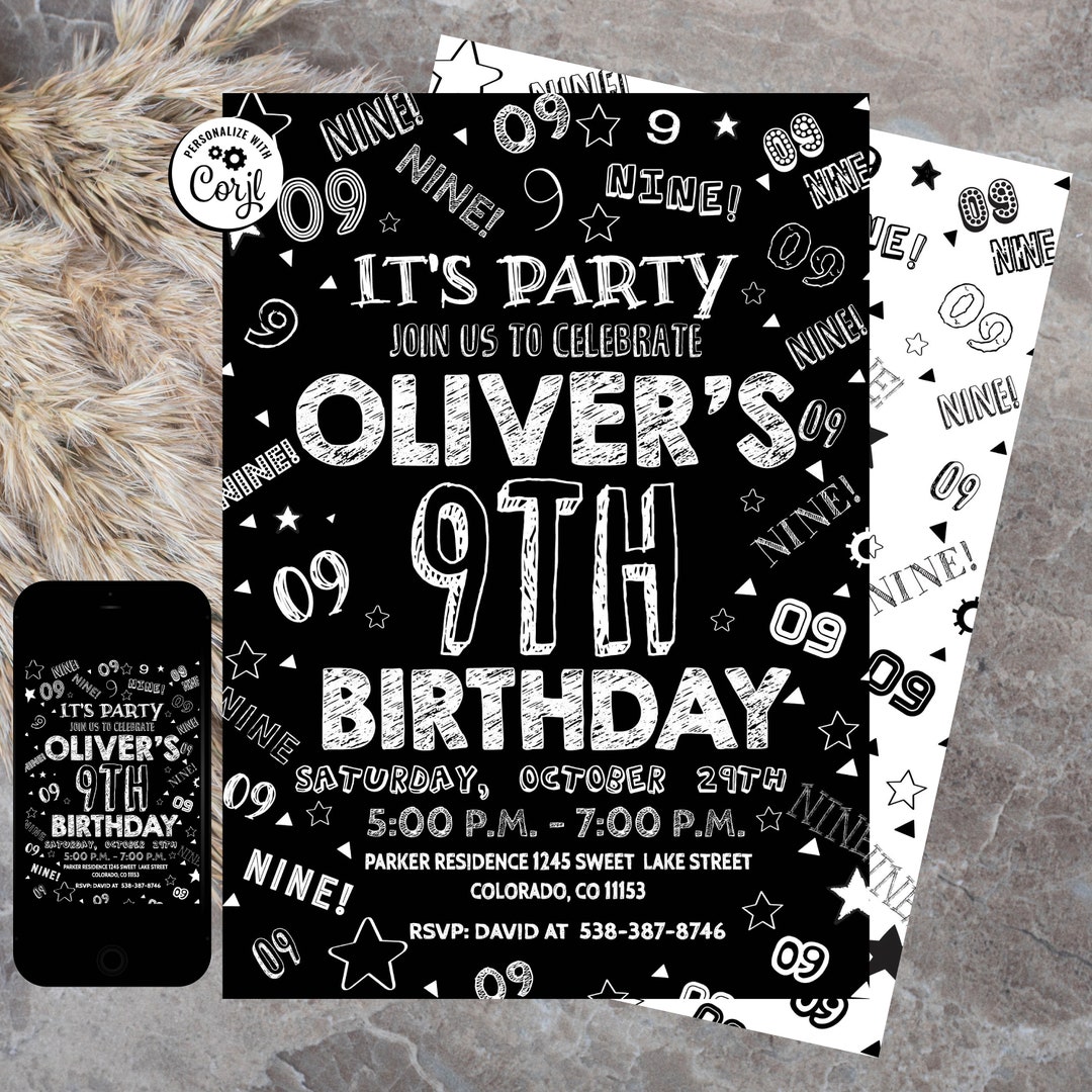 Editable Boys Birthday Party Invitation, Boy Number Invitations, Boy ...