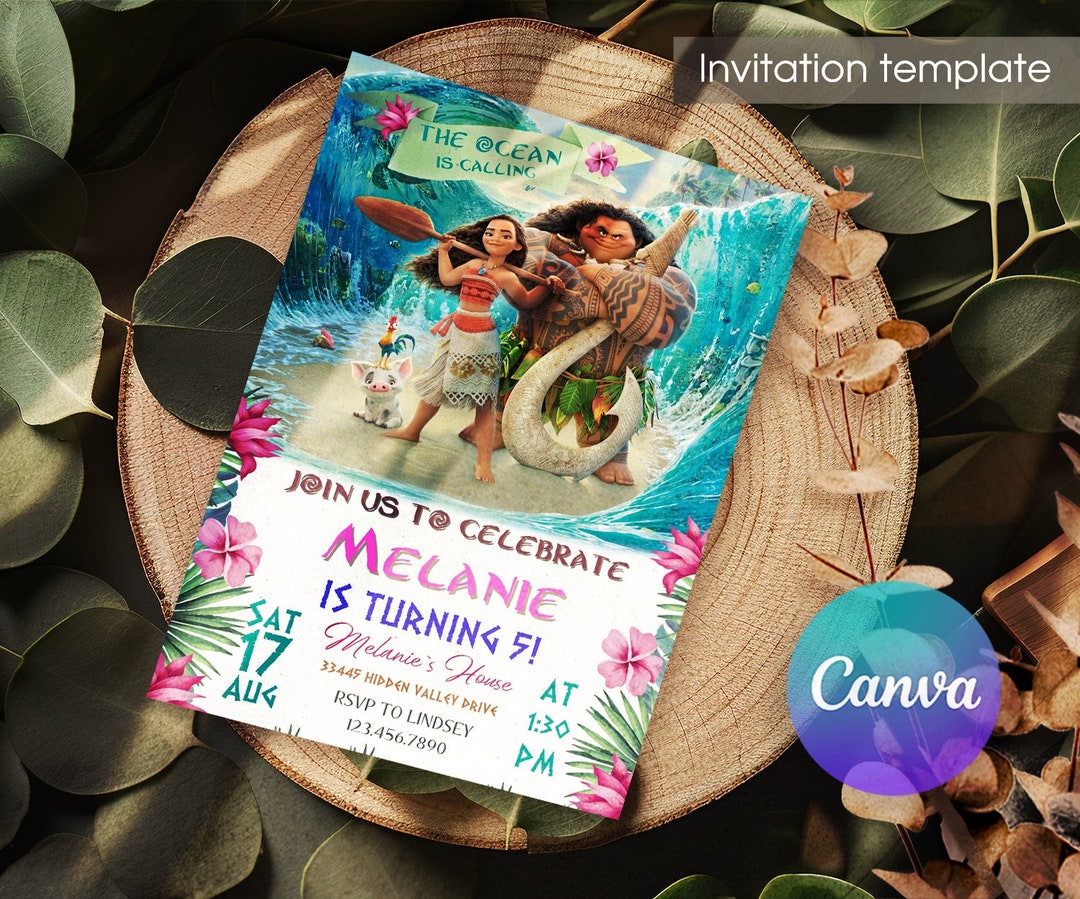 Moana Invitation, Editable Invitation, Printable Birthday Invitation ...