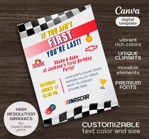 Nascar Theme Invitations Racing Car Birthday Invitation Template