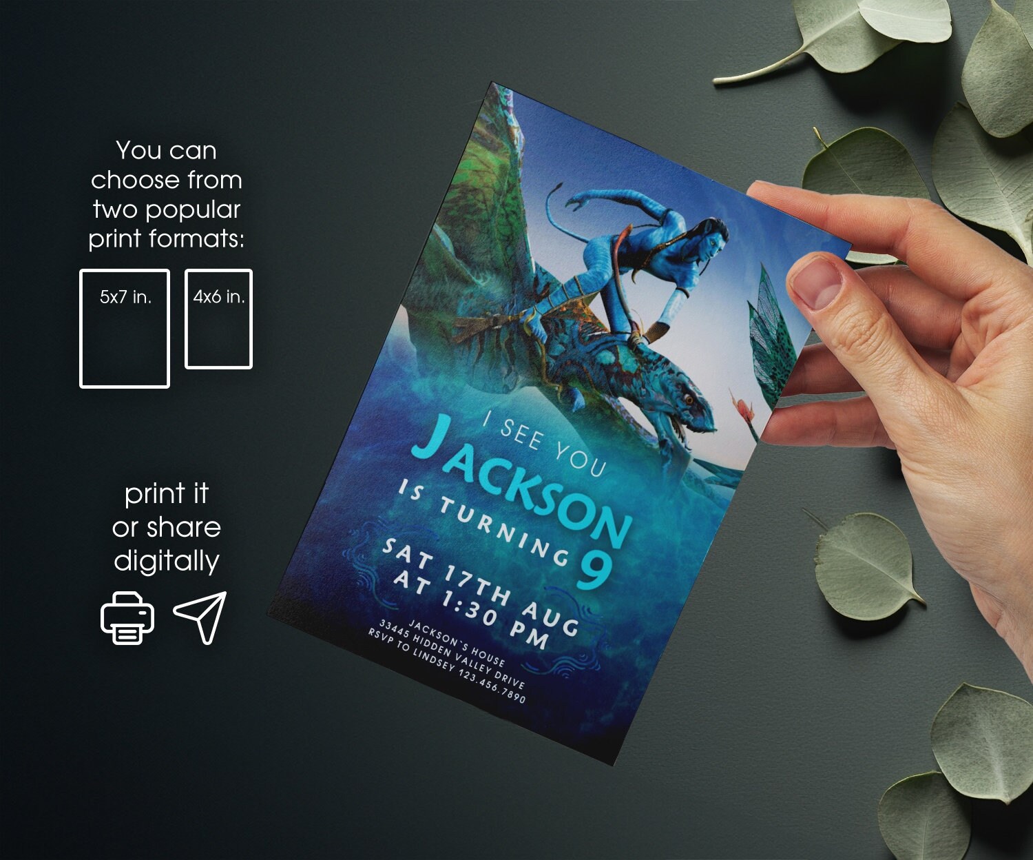 Avatar 2 Invite, Printable Avatar Invitation, Pandora Editable Birthday ...