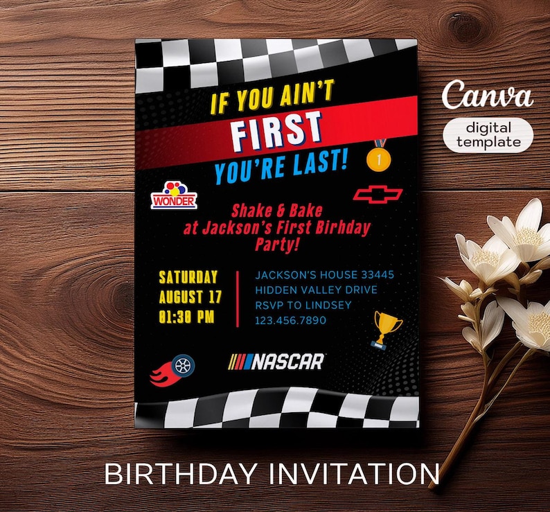 Nascar Party, Shake N Bake Birthday, Ricky Bobby, Boy Racing Invitation ...