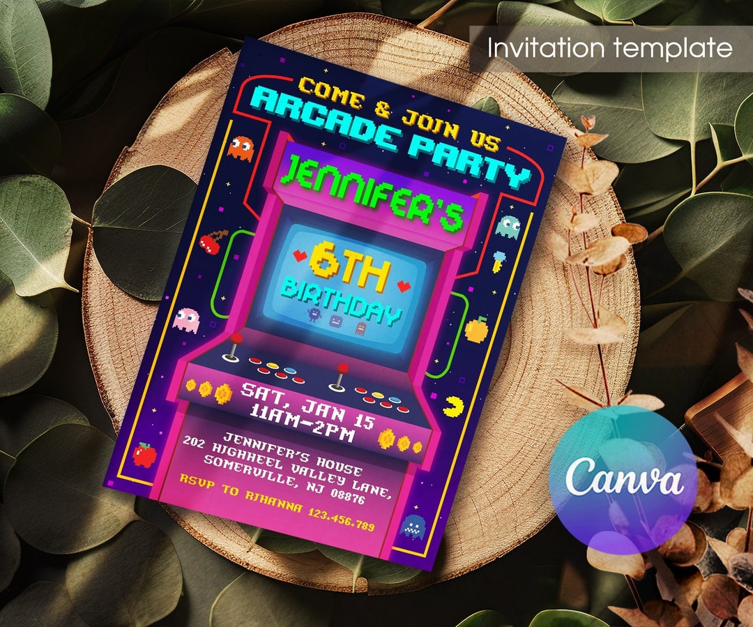 Editable Invite Template, Video Game Party, Gamer Invitation, Girl ...