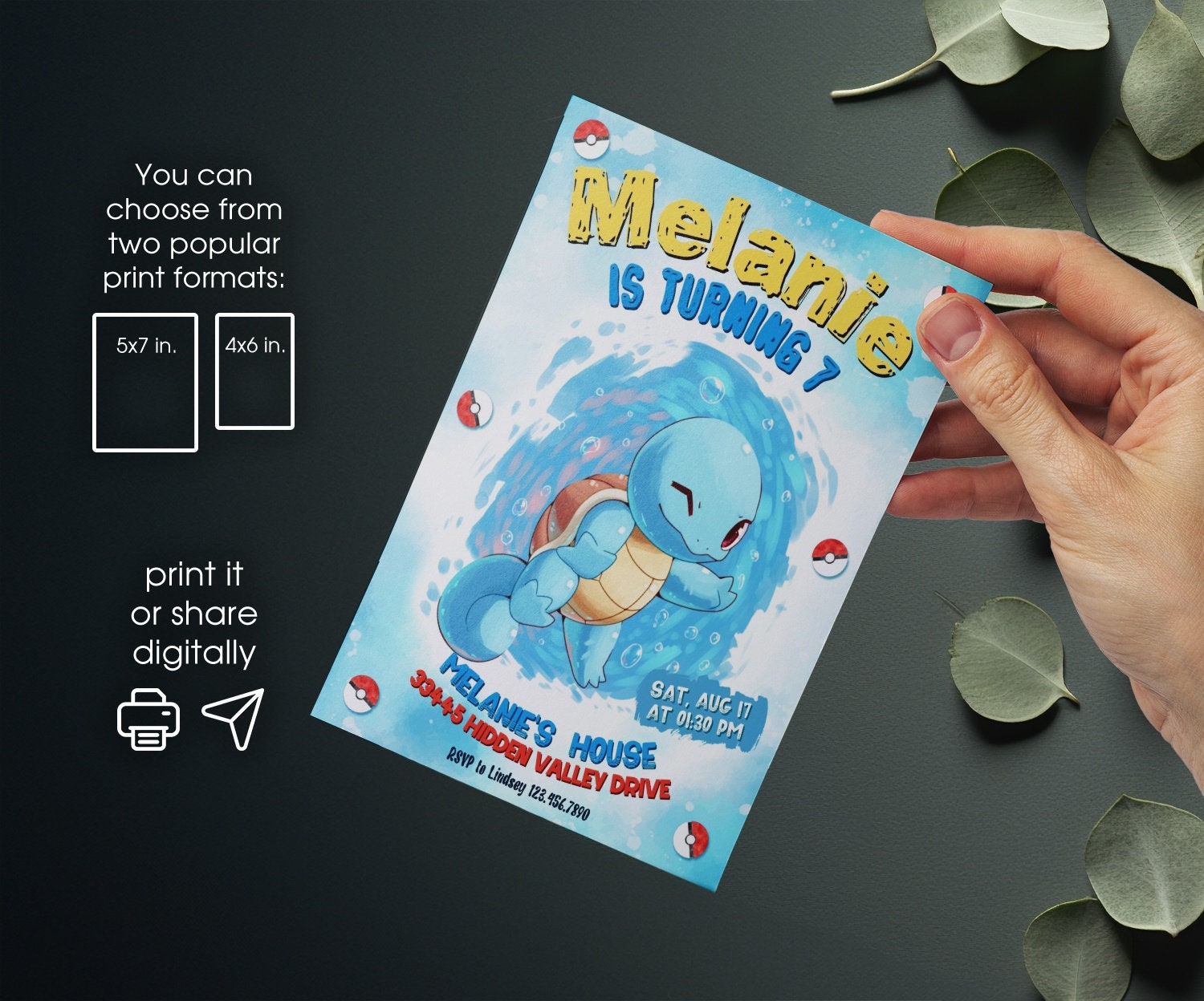 Pokemon Birthday Vmax Invite Template, Printable Birthday Invitation ...