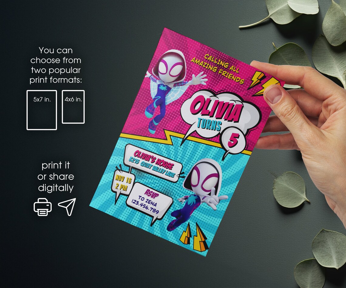 Gwen Birthday Invitation, Spider-verse Girl Birthday Invite, Editable ...