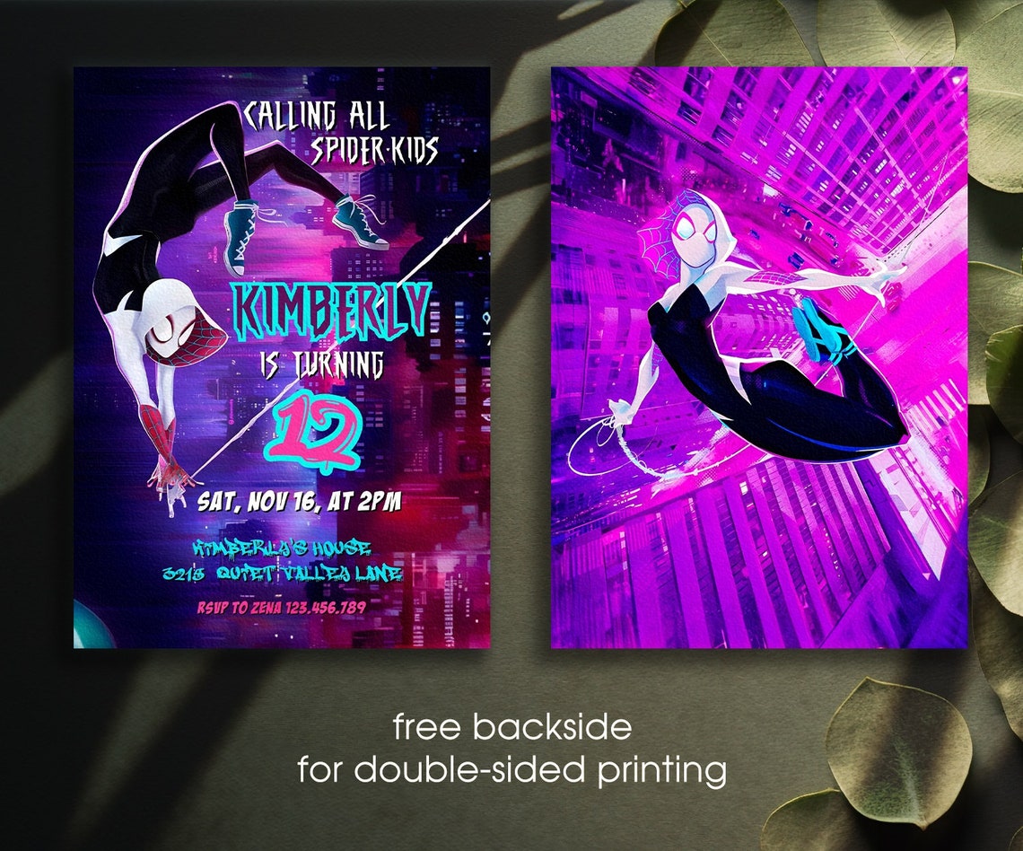 Spidey Gwen Party, Girl Spiderman Birthday, Editable Ghost Spidey ...