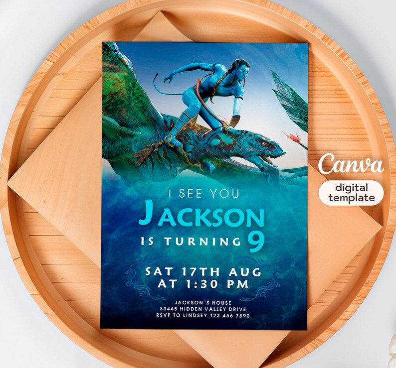 Avatar 2 Invite, Printable Avatar Invitation, Pandora Editable Birthday ...