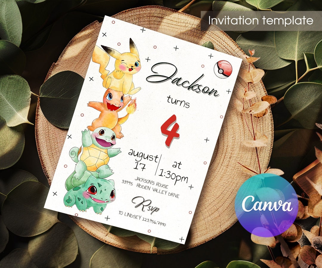 Pokemon Birthday Vmax Invite Template, Pokemone Birthday Invite ...