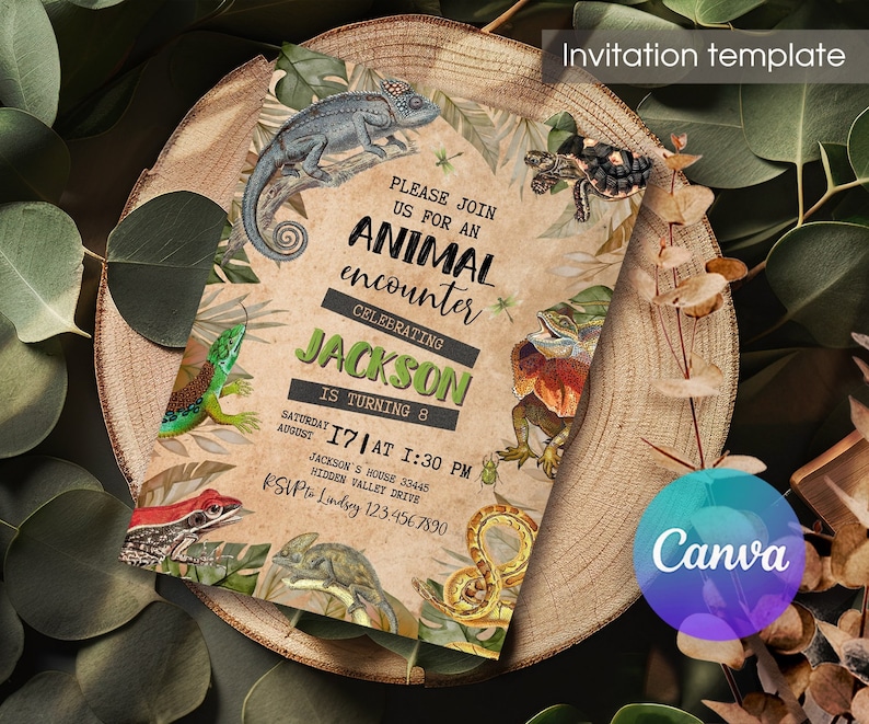 Editable Reptile Invitation, Lizard Invite, Instant Download, Printable ...