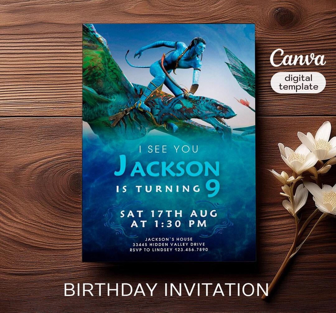 Avatar 2 Invite, Printable Avatar Invitation, Pandora Editable Birthday ...