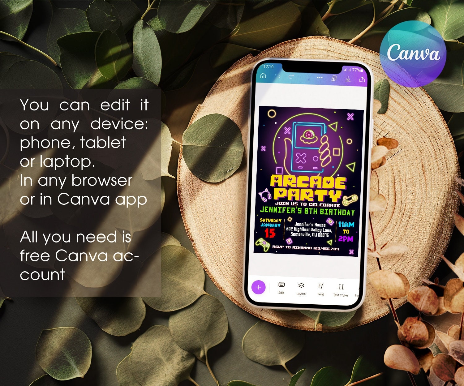 Editable Invite Template, Video Game Party, Gamer Invitation, Girl ...