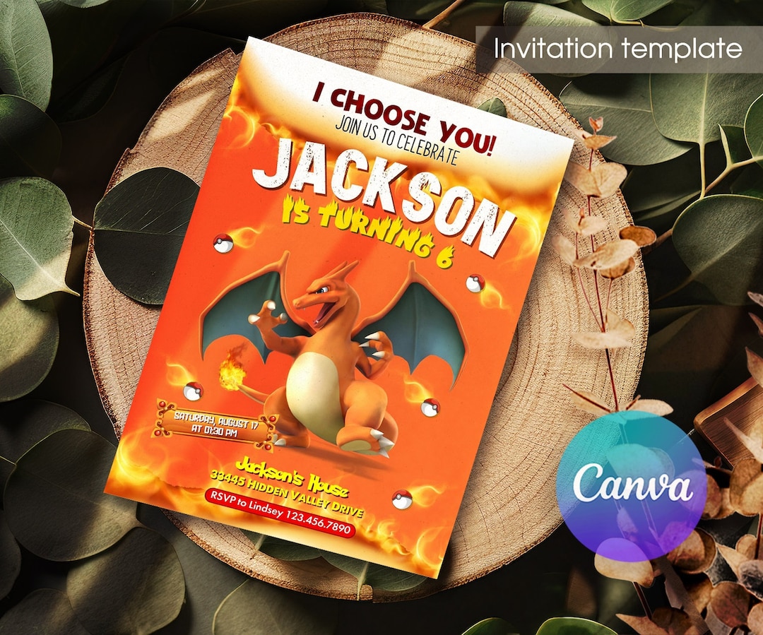 Pokemon Birthday Vmax Invite Template, Pokemone Birthday Invite ...