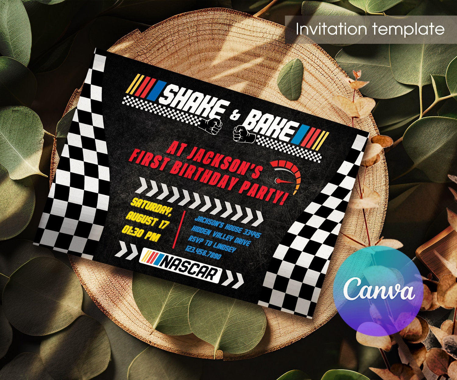 Nascar Party, Boy Racing Invitation, Printable Cars Birthday Invitation ...