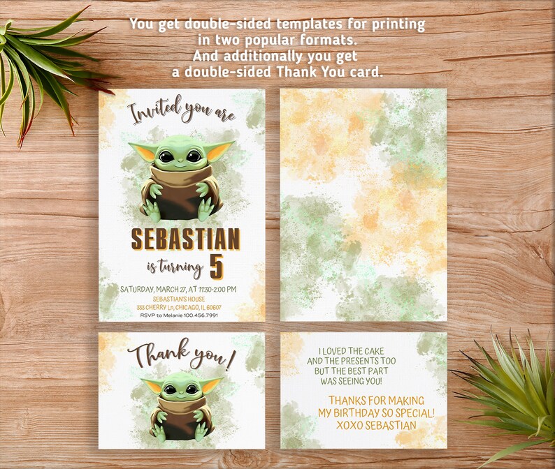 Invitación de Star Wars, invitación de cumpleaños de Baby Yoda ...