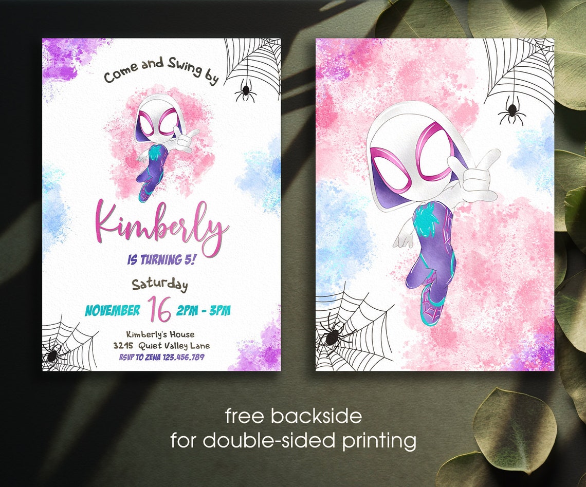 Gwen Birthday Invitation, Spider-verse Girl Birthday Invite, Editable ...