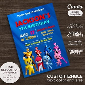 Mini Force Super Dino Power Invitation, Boy Birthday, Miniforce ...