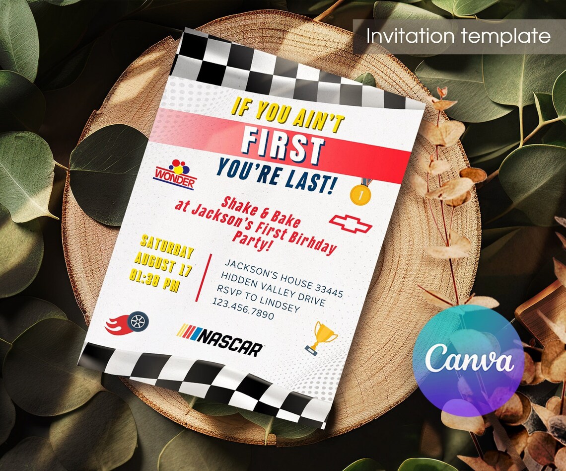 Nascar Party, Shake N Bake Birthday, Ricky Bobby, Boy Racing Invitation ...