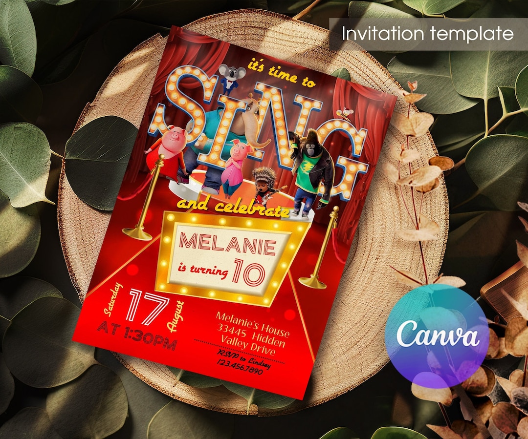 Instant Download, Music Birthday Party, Printable Sing 2 Birthday ...