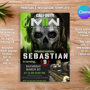 Gamer Birthday Invitation, Printable Editable Invite, Video Game Party ...