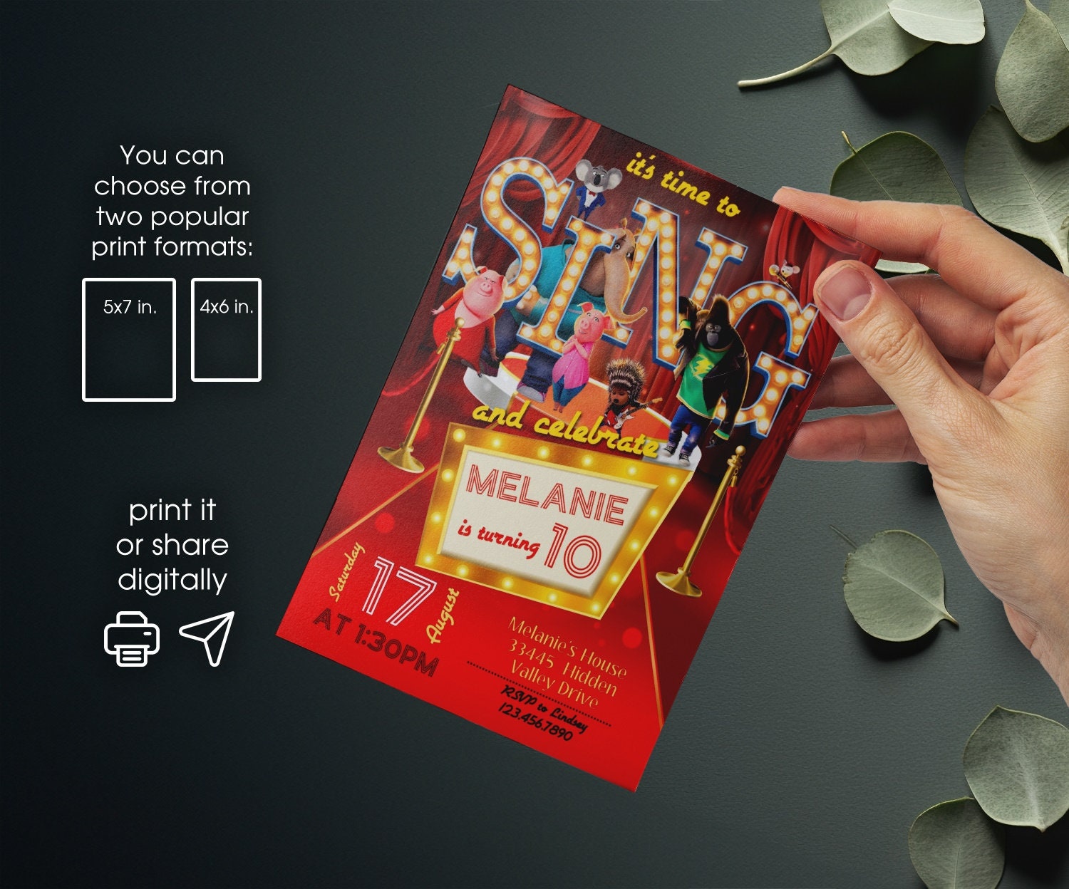 Instant Download, Music Birthday Party, Printable Sing 2 Birthday ...