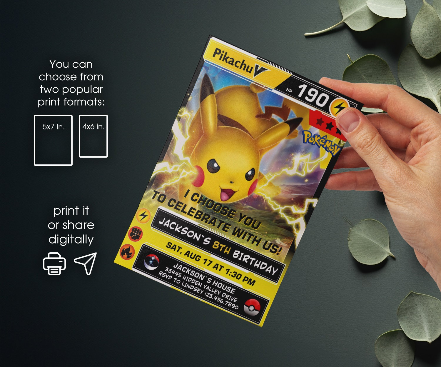 Editable Invitation, Pokemon Birthday Vmax Invite Template, Printable ...