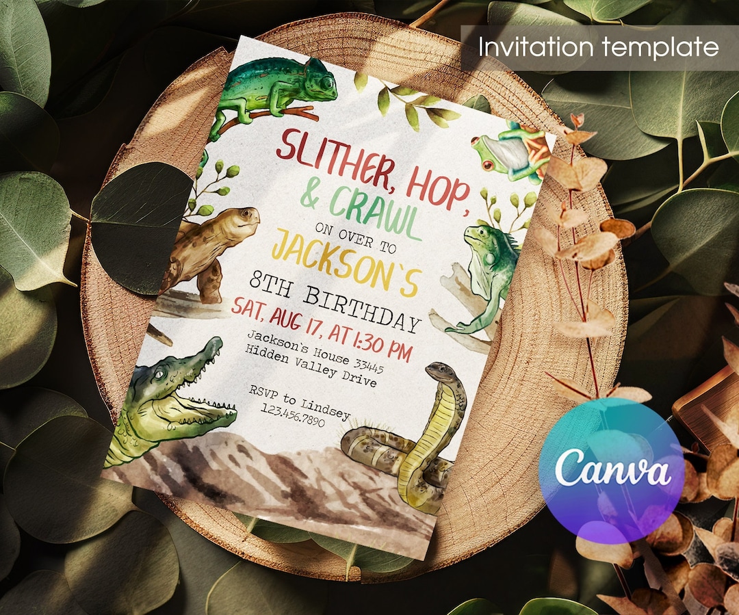 Editable Reptile Invitation, Printable Reptile Invitation, Birthday ...