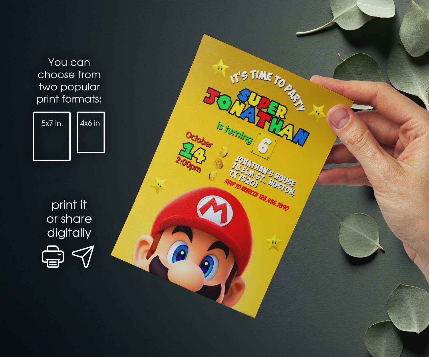 Mario Invitation Printable Birthday Invite Editable - Etsy