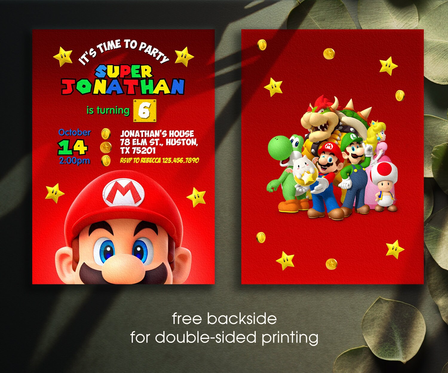 Mario Invitation, Printable Birthday Invite, Editable Invitation, Girl ...