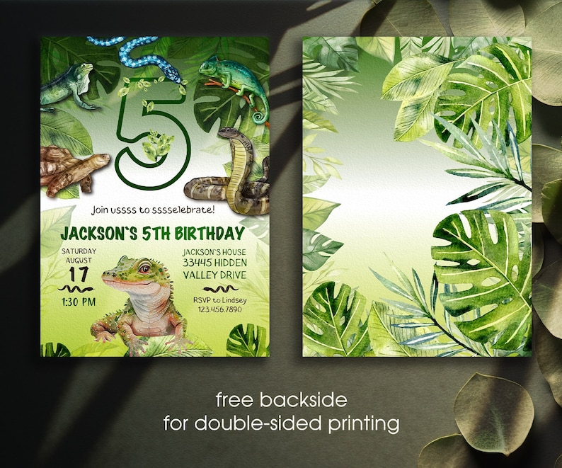 Editable Reptile Invitation, Lizard Invite, Instant Download, Snake ...
