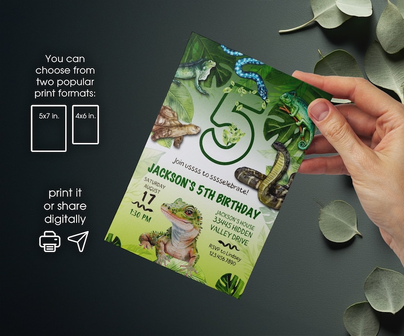 Editable Reptile Invitation, Lizard Invite, Instant Download, Snake ...