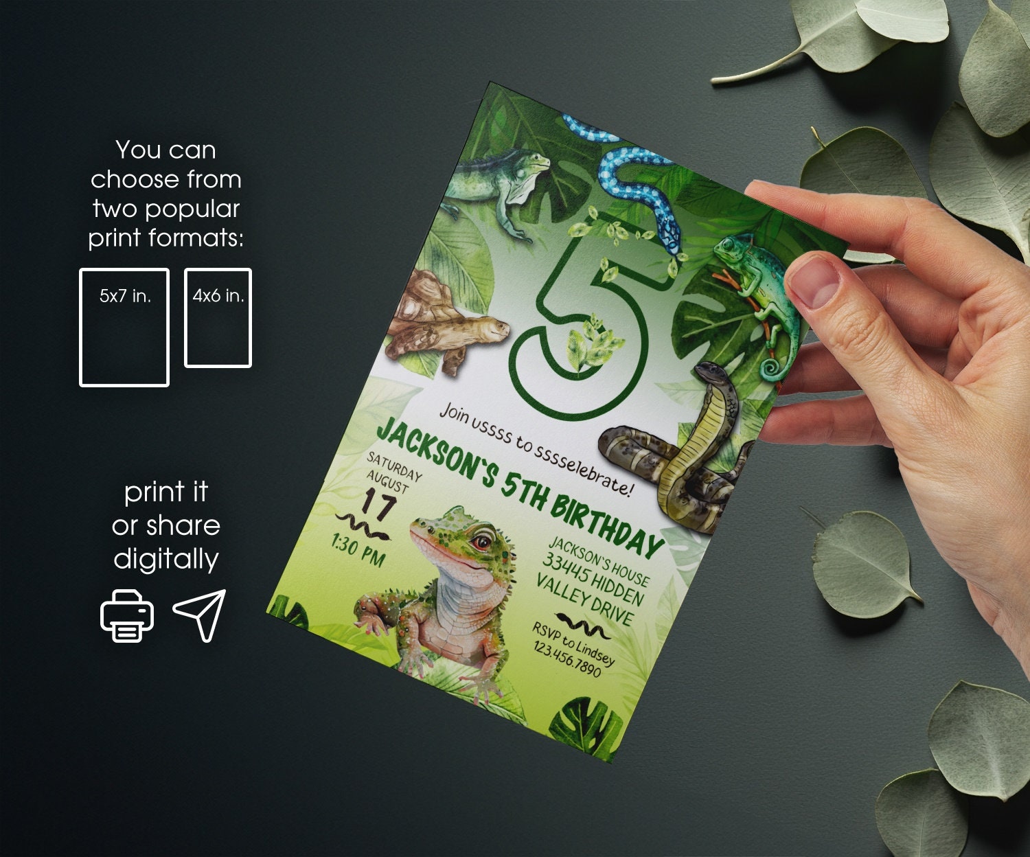 Editable Reptile Invitation, Lizard Invite, Instant Download, Snake ...