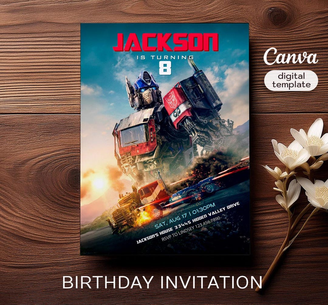 Printable Invite, Transformers Rise of the Beasts Birthday Invitation ...