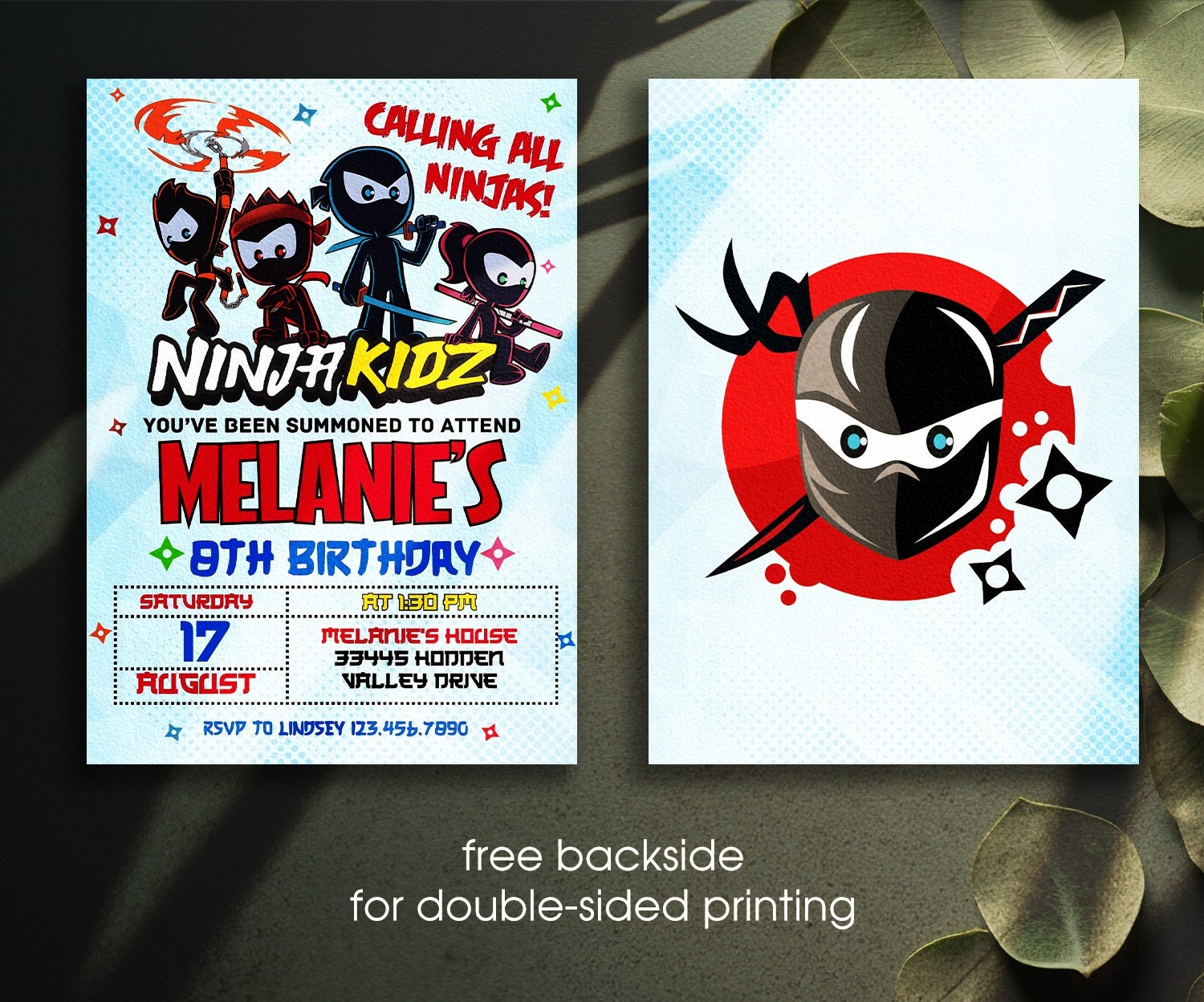 Electronic Invite, Ninja Birthday Invite Template, Printable Birthday ...