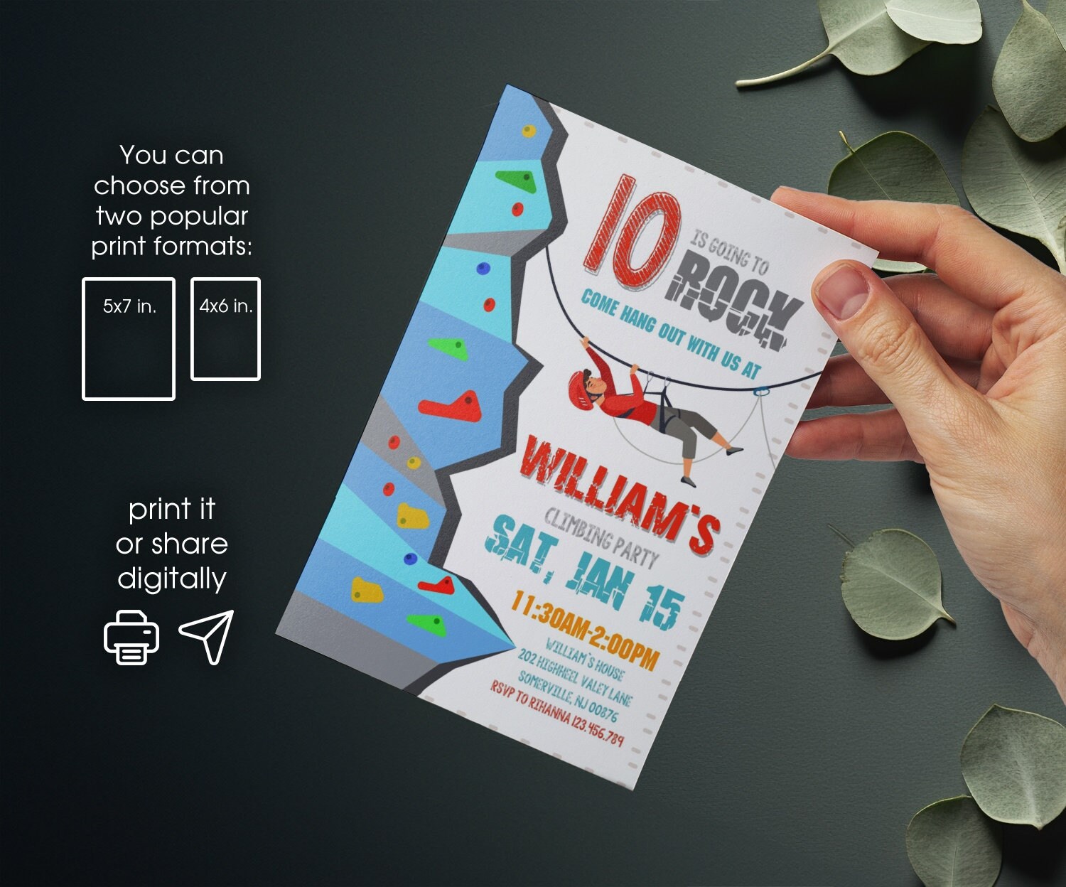 Rock Climb Birthday Invite Template, Printable Rock Climbing Invitation ...