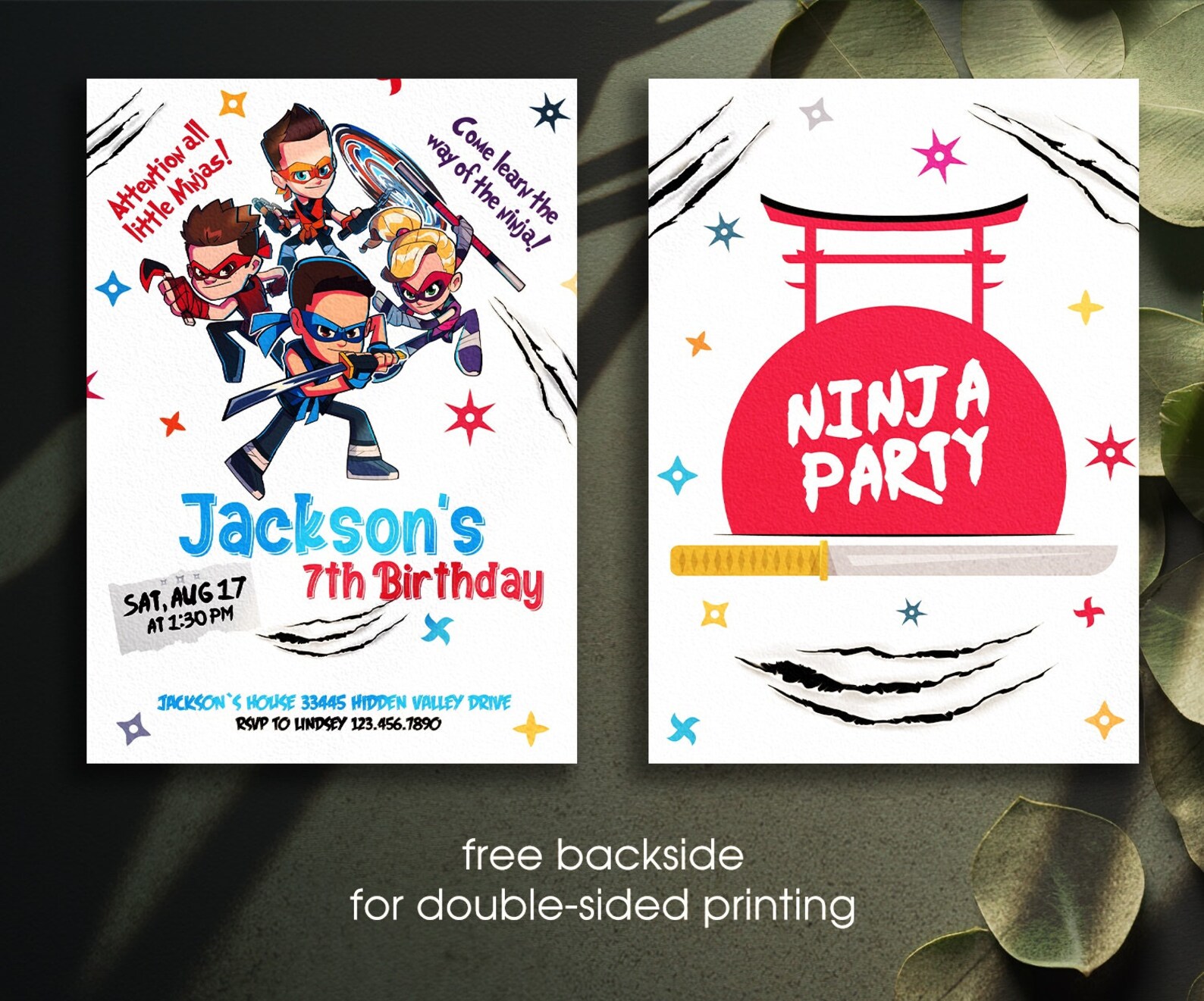 Ninja Kidz Editable Invite, Printable Birthday Invitation, Boy Girl ...