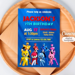 Mini Force Super Dino Power Invitation, Boy Birthday, Miniforce ...