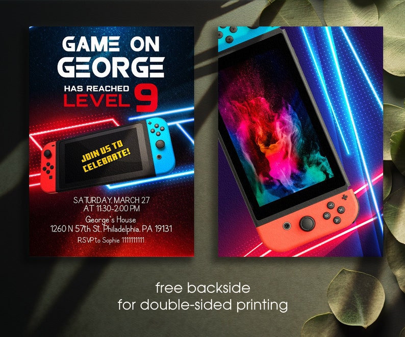 Editable Switch Invite, Printable Gamer Birthday Invitation, Video Game ...