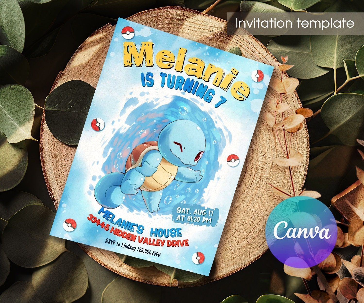 Pokemon Birthday Vmax Invite Template, Printable Birthday Invitation ...