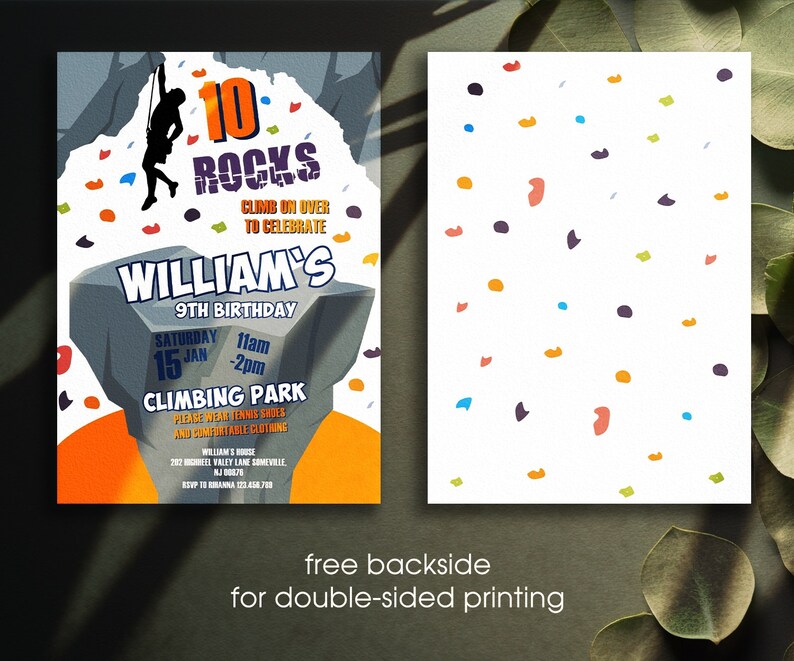 Climber Editable Birthday Invite, Printable Rock Climbing Invitation ...