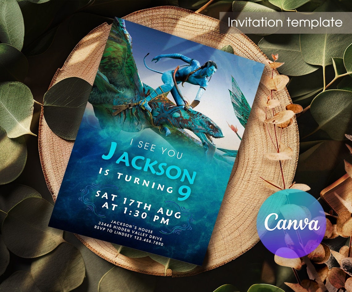 Avatar 2 Invite, Printable Avatar Invitation, Pandora Editable Birthday ...
